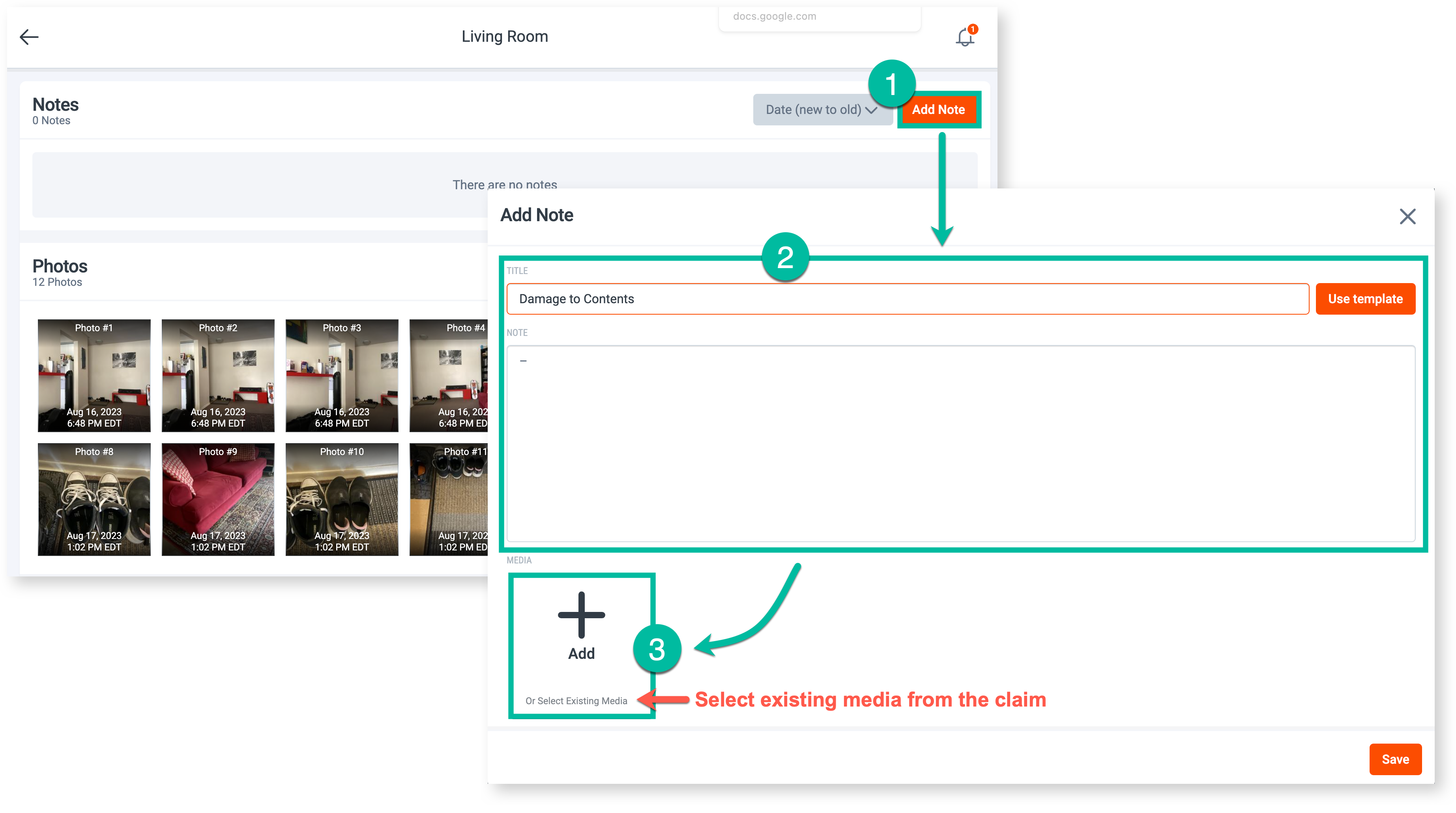 Adding Notes & Media to a Room (Web App) – Encircle