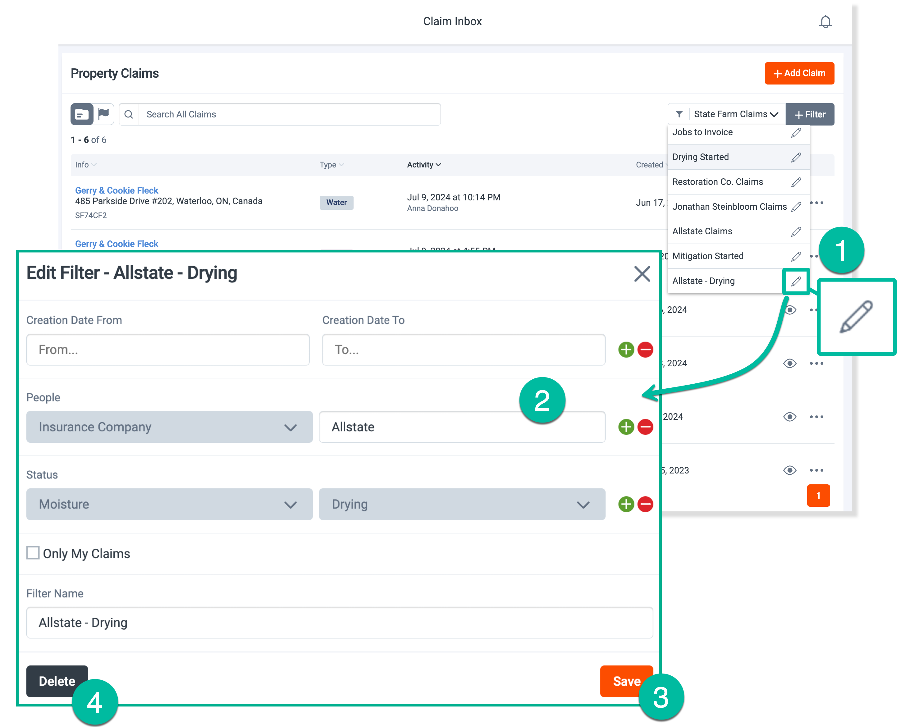Adding Filters to the Claim Inbox – Encircle