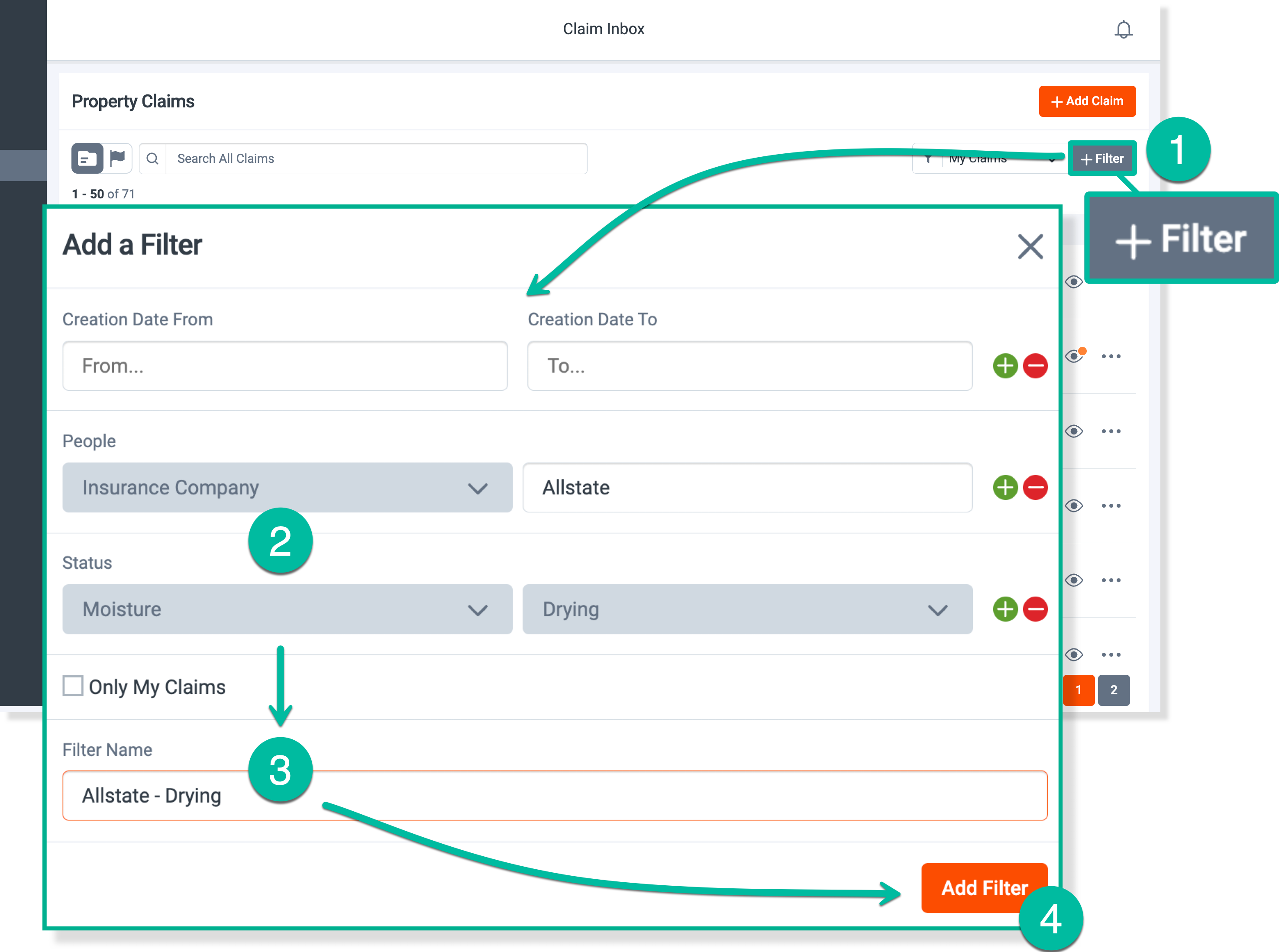 Adding Filters to the Claim Inbox – Encircle