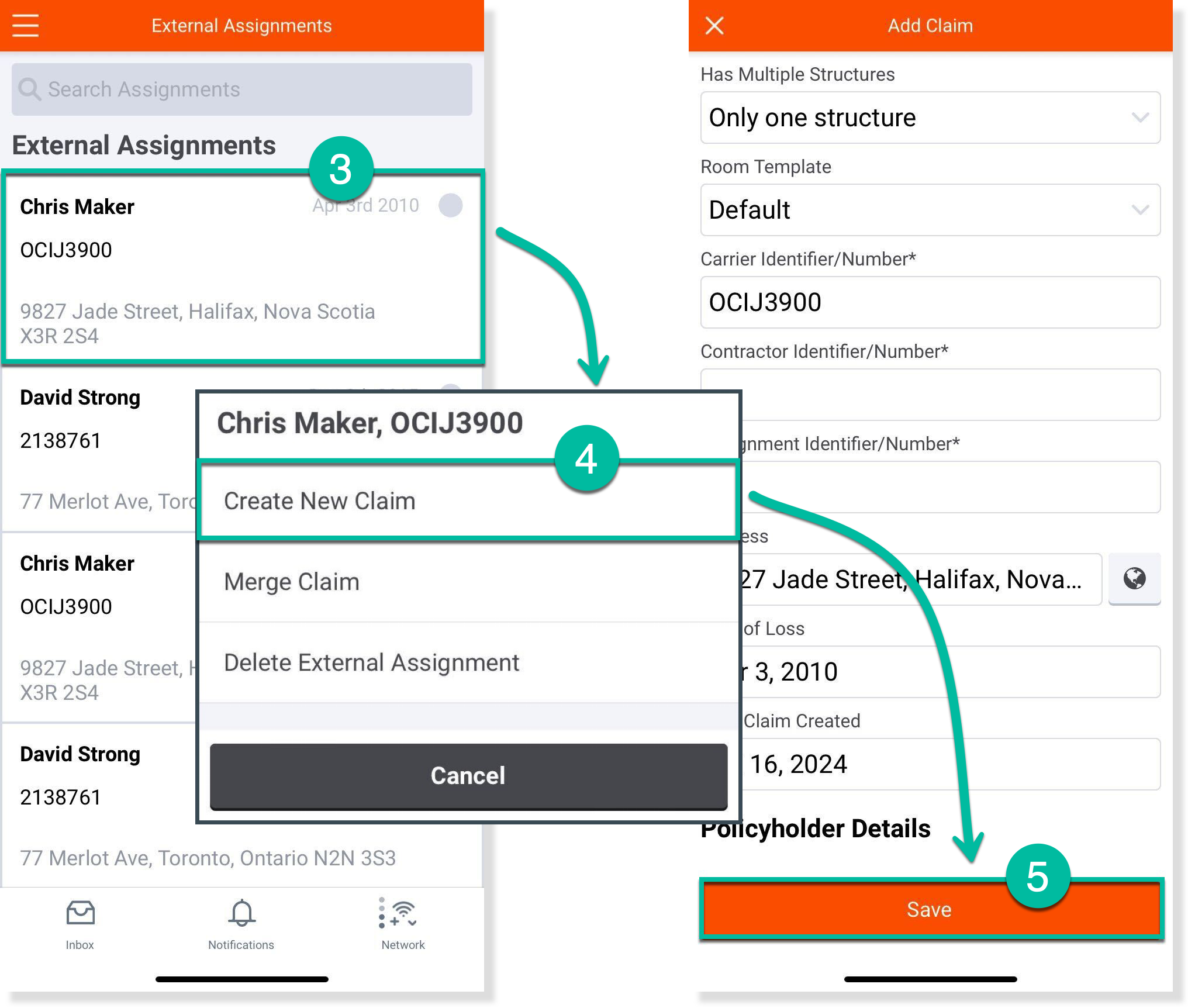 Creating a Claim from an External Assignment (Mobile App) – Encircle