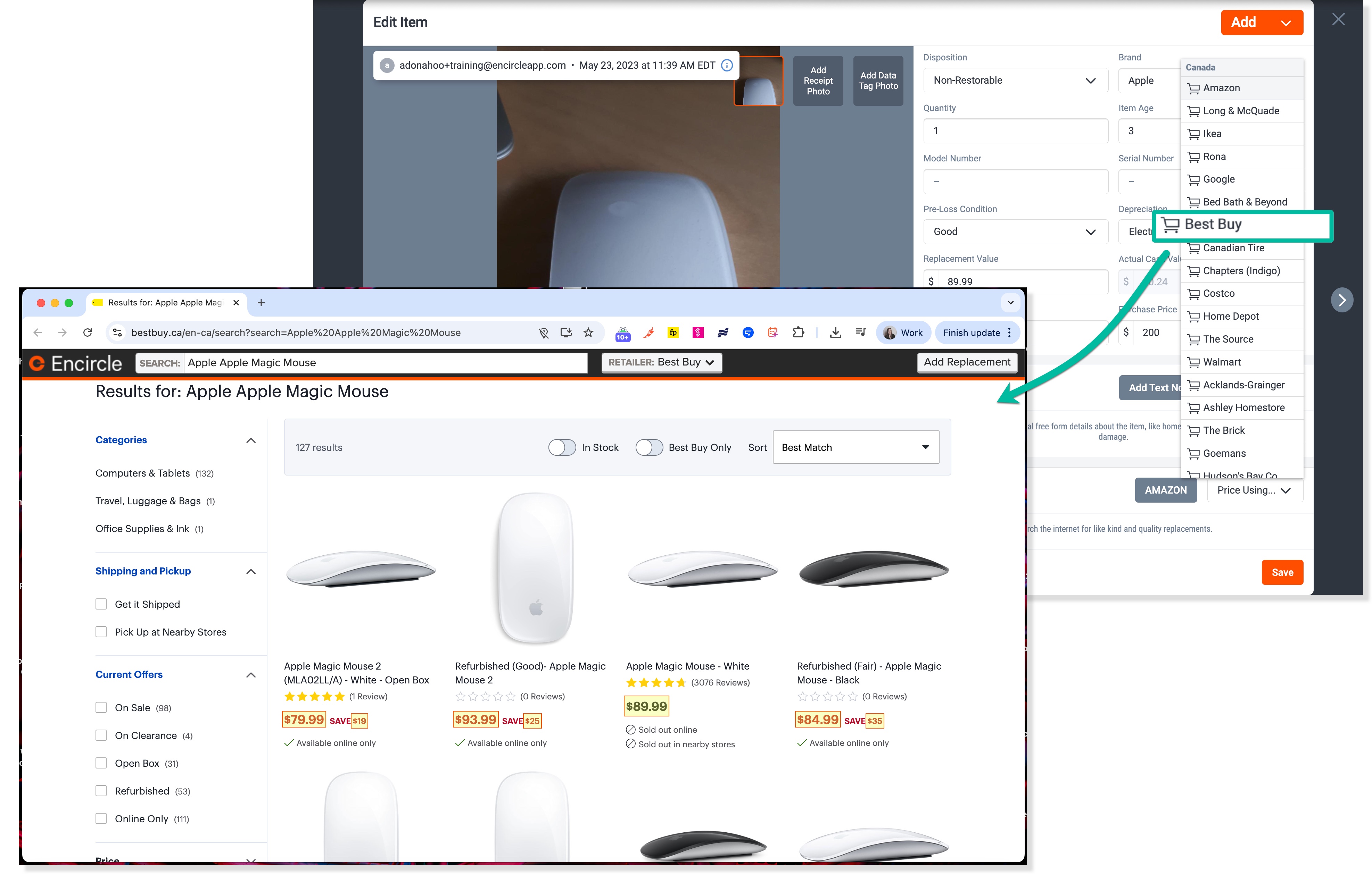 Finding Replacement Pricing in the Office (Web App) – Encircle