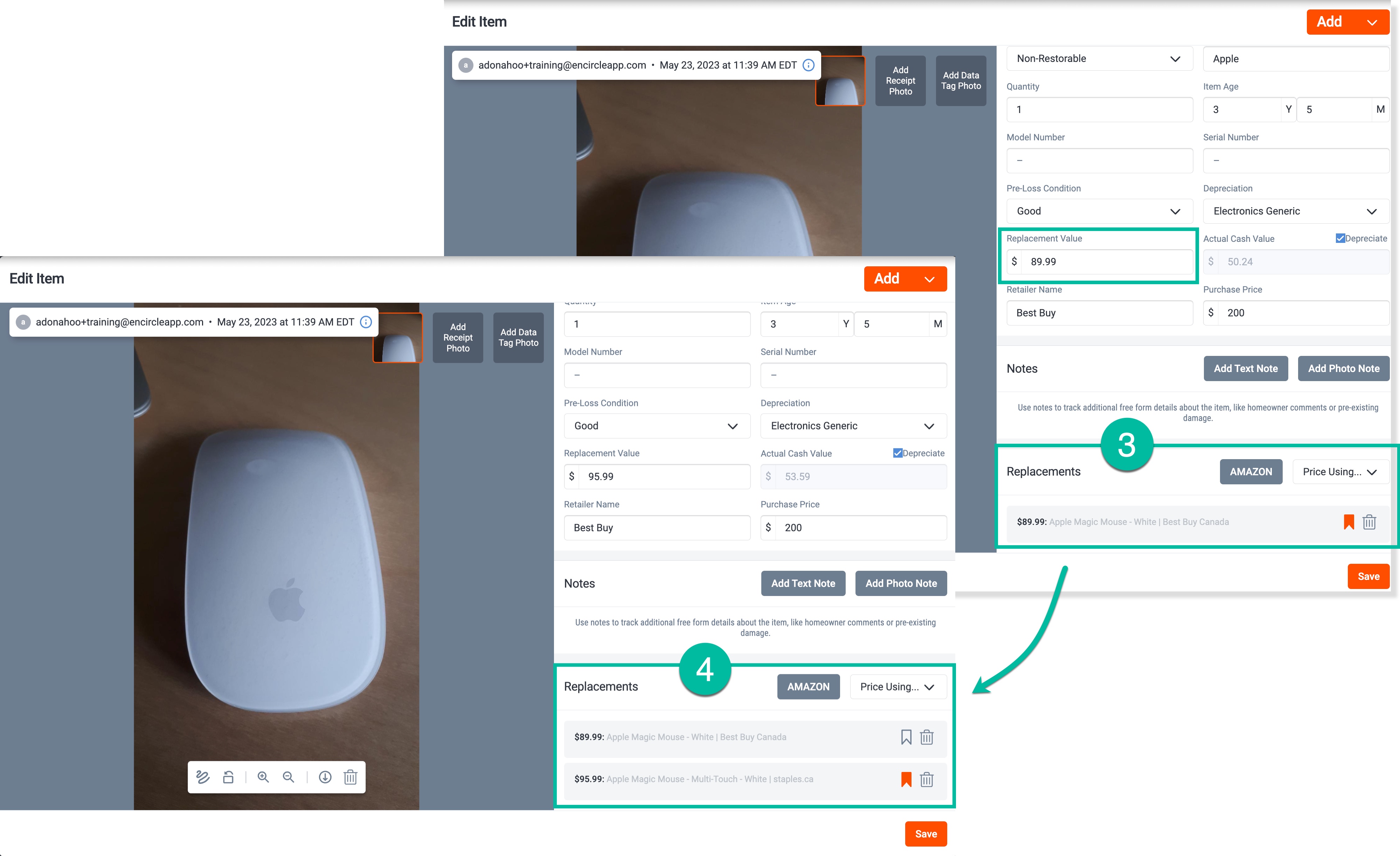 Finding Replacement Pricing in the Office (Web App) – Encircle